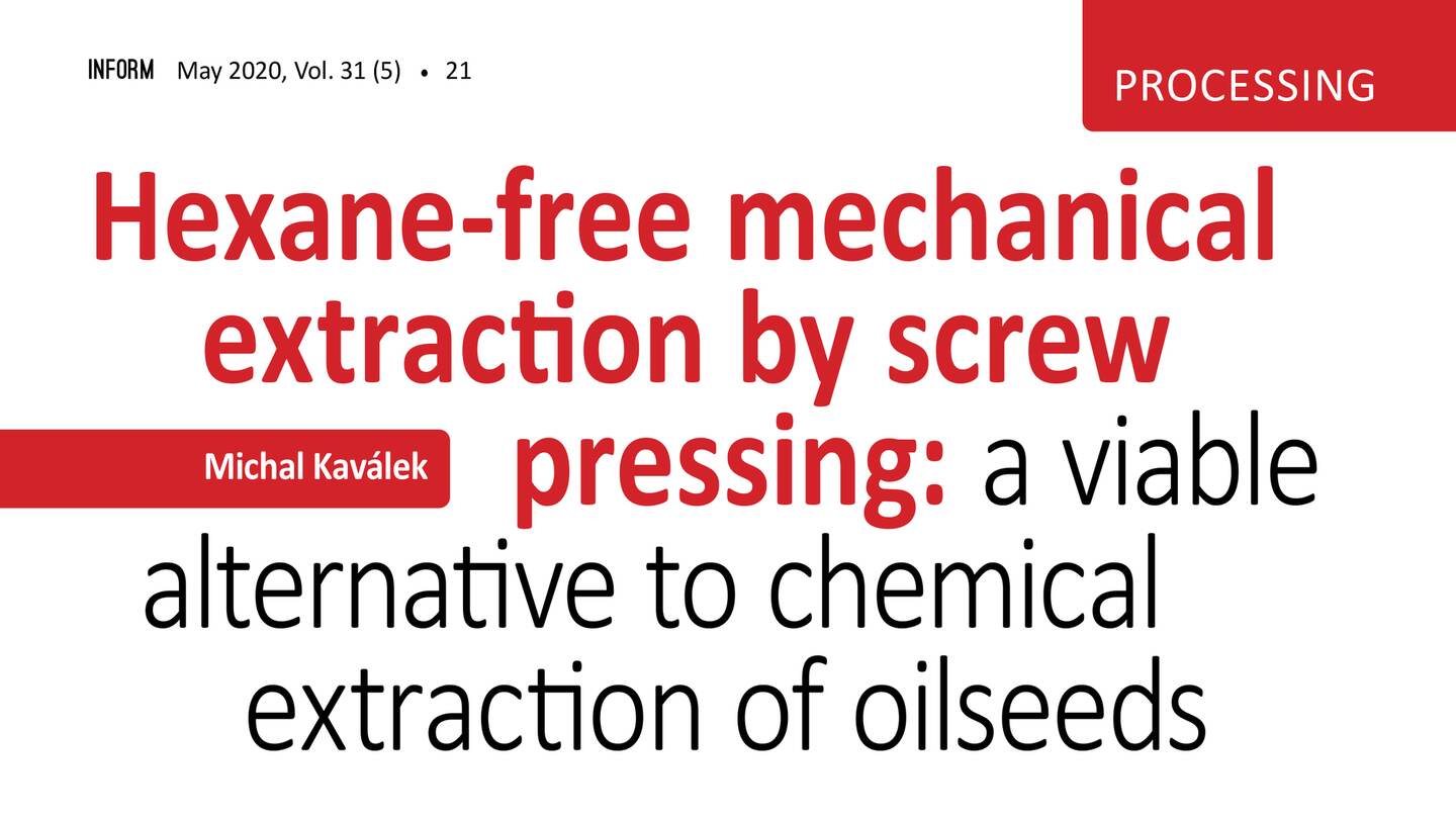 They said about us in the professional journal Inform about hexane-free ...